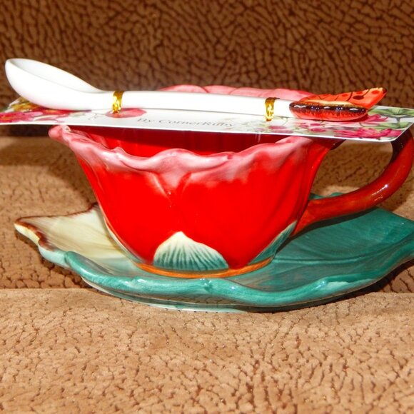 Corner Ruby | Kitchen | Corner Ruby Botanical Collection Red Flower ...